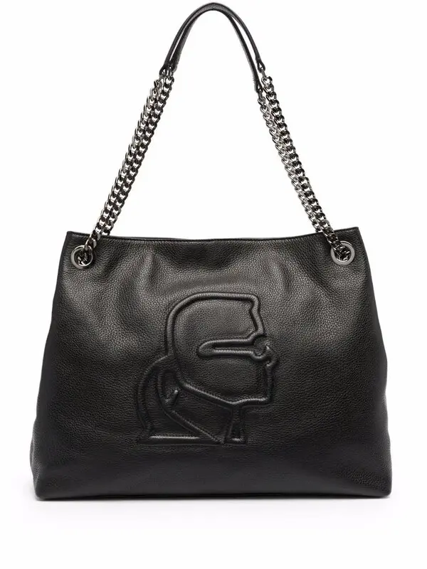 Karl Lagerfeld Logo-embossed Pebble Leather Tote Bag