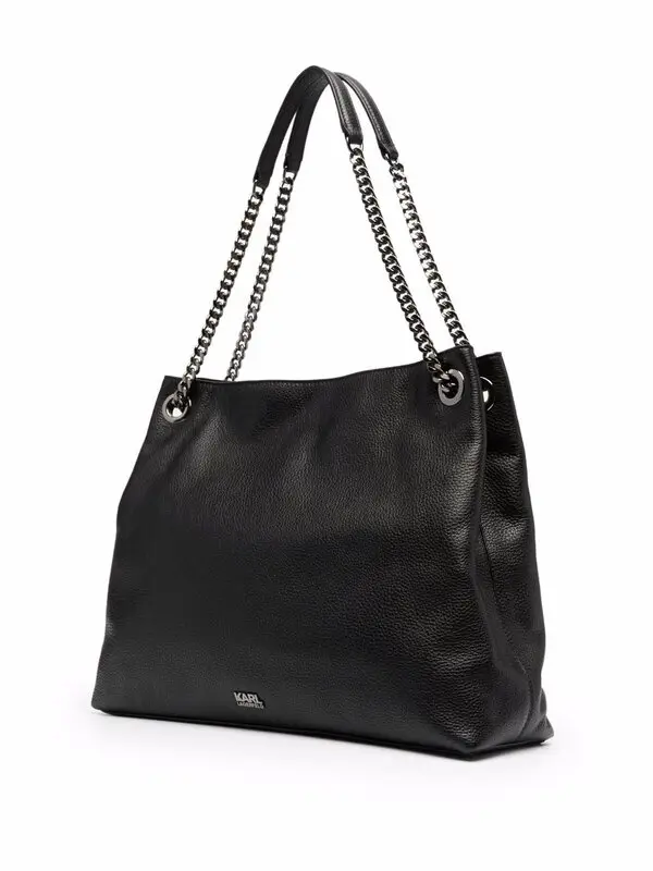 Karl Lagerfeld Logo-embossed Pebble Leather Tote Bag