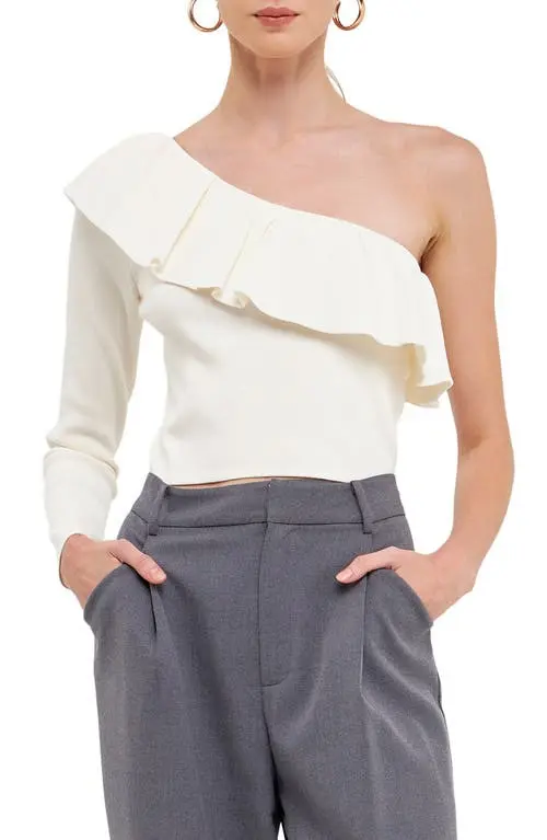 Endless Rose One-shoulder Rib Knit Top