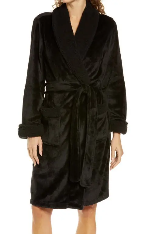 Natori Plush Fleece Robe - Black