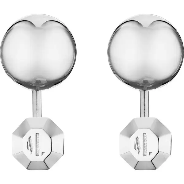 MANLUU Sphere And Octagon Ear Jackets - Sterling Silver