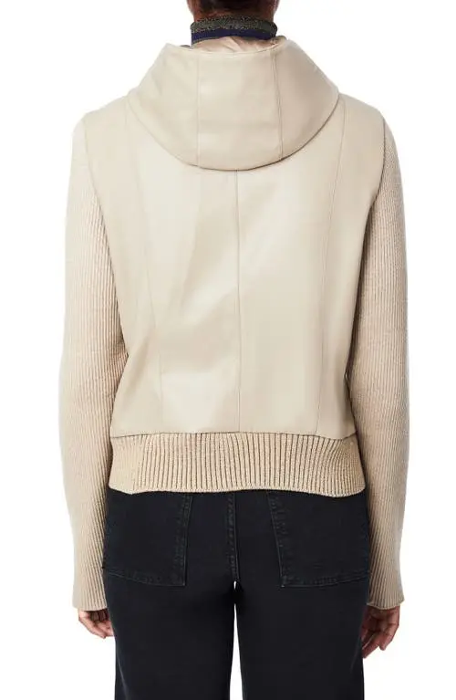 Bernardo Faux Leather And Knit Moto Jacket
