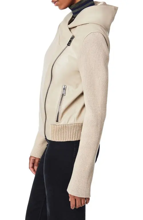 Bernardo Faux Leather And Knit Moto Jacket