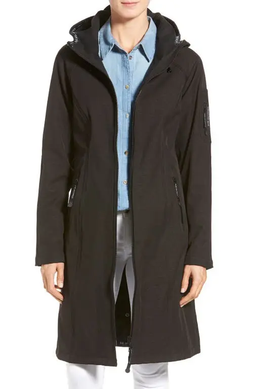 ILSE JACOBSEN Long Hooded Raincoat - Black