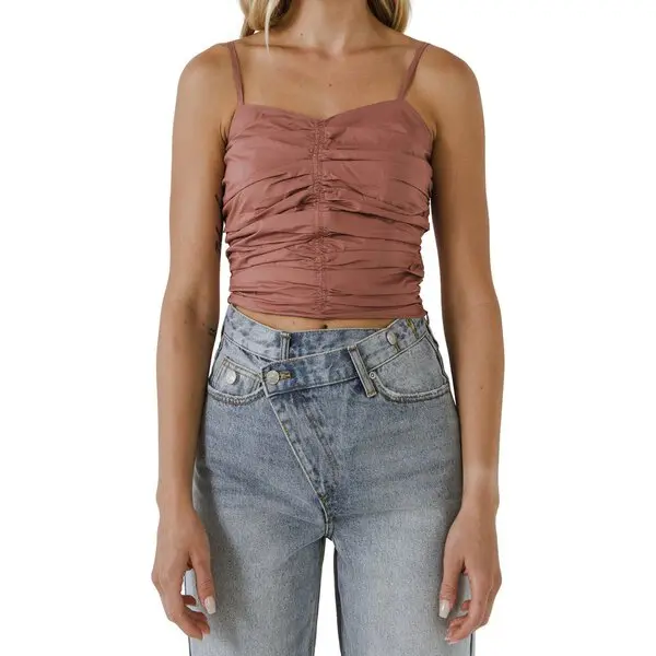 Endless Rose Shirred Cotton Tank Top - Mauve