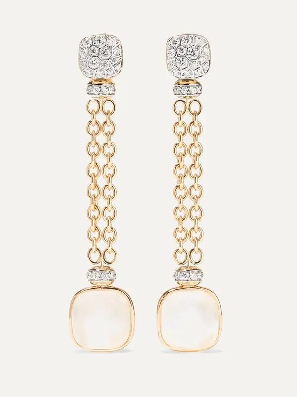 Pomellato 18-karat Rose And Gold Multi-stone Dangle Earrings - White