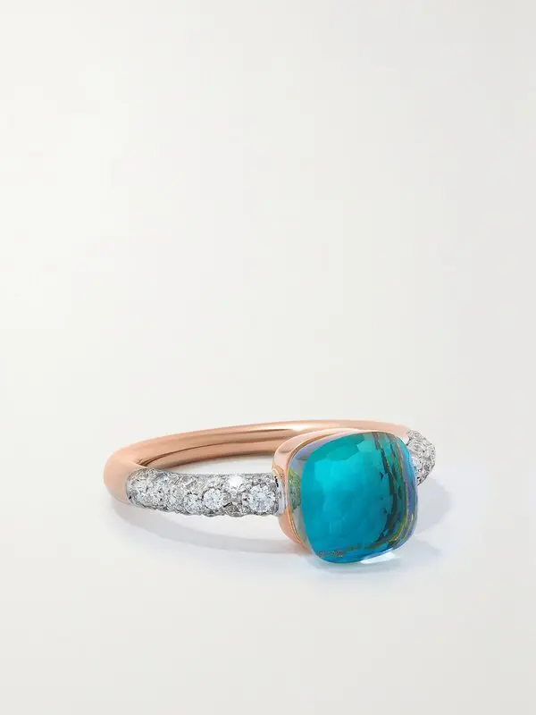 Pomellato Nudo Petit 18-karat White And Multi-stone Ring - Blue