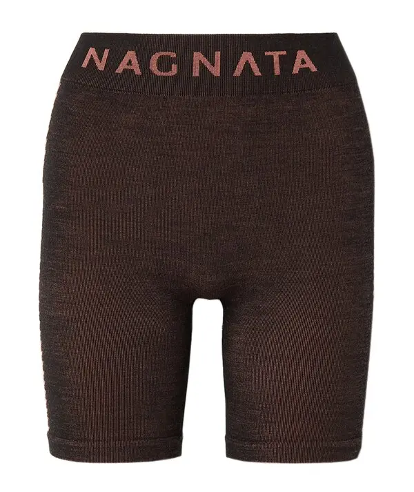 NAGNATA Net Sustain Suki Striped Merino Wool-blend Shorts