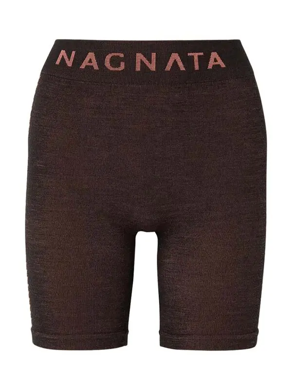 NAGNATA Net Sustain Suki Striped Merino Wool-blend Shorts