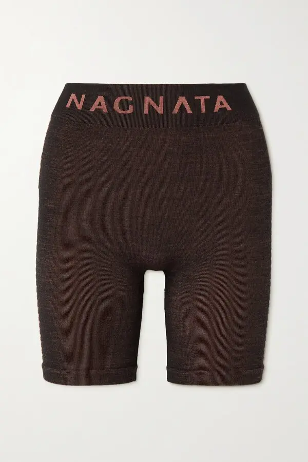 NAGNATA Net Sustain Suki Striped Merino Wool-blend Shorts