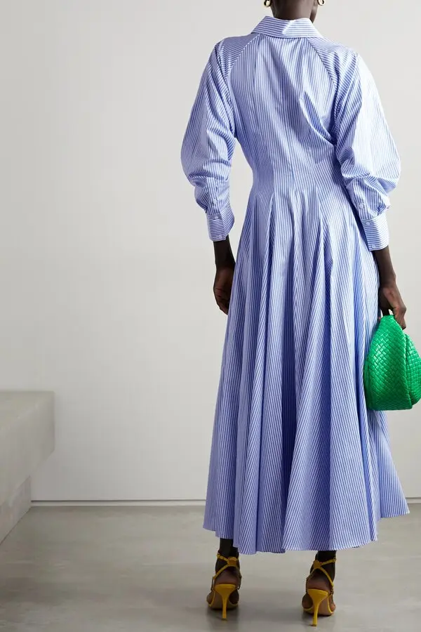 Brandon Maxwell Striped Organic Cotton-Twill Midi Shirt Dress In Blue - 50%  Off | Editorialist