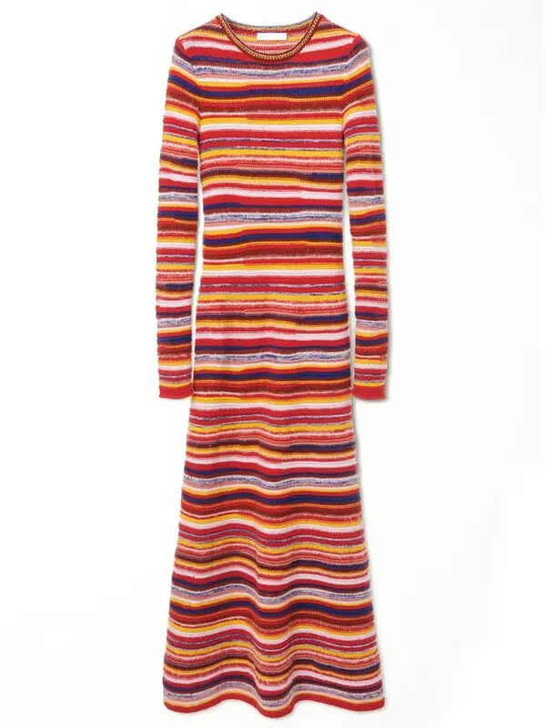 Chloé Net Sustain Striped Recycled Cashmere-blend Maxi Dress