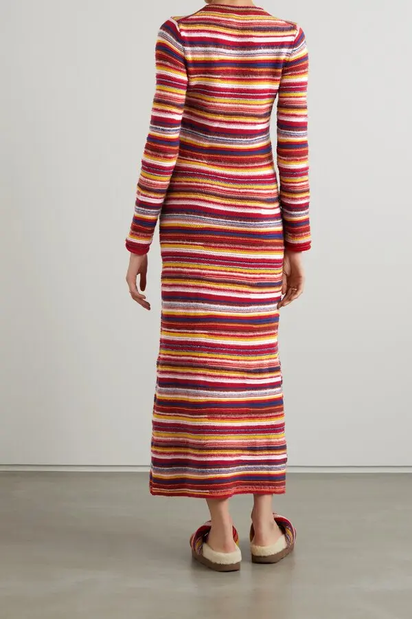 Chloé Net Sustain Striped Recycled Cashmere-blend Maxi Dress