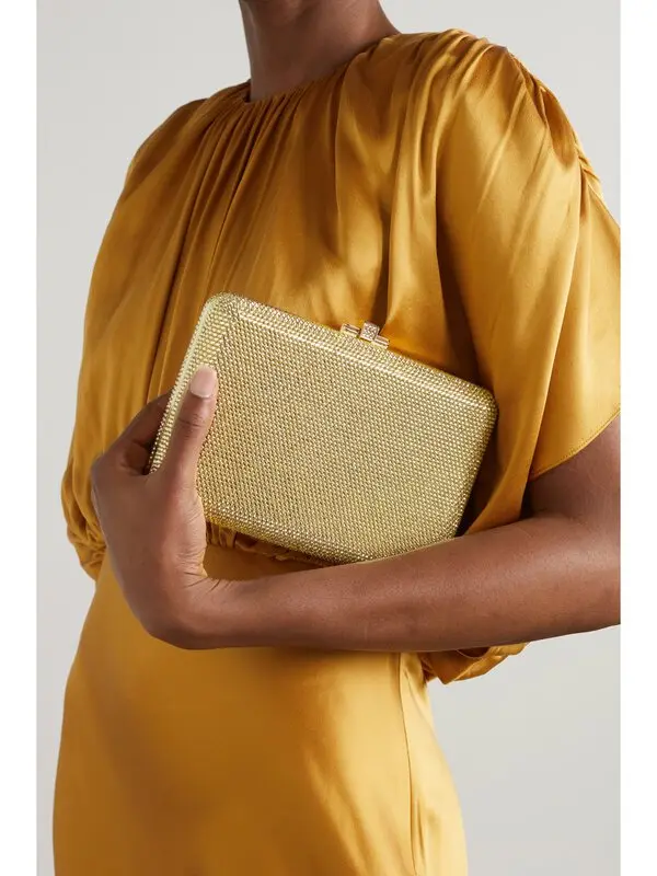 Judith Leiber Slim Slide Crystal Clutch - Gold