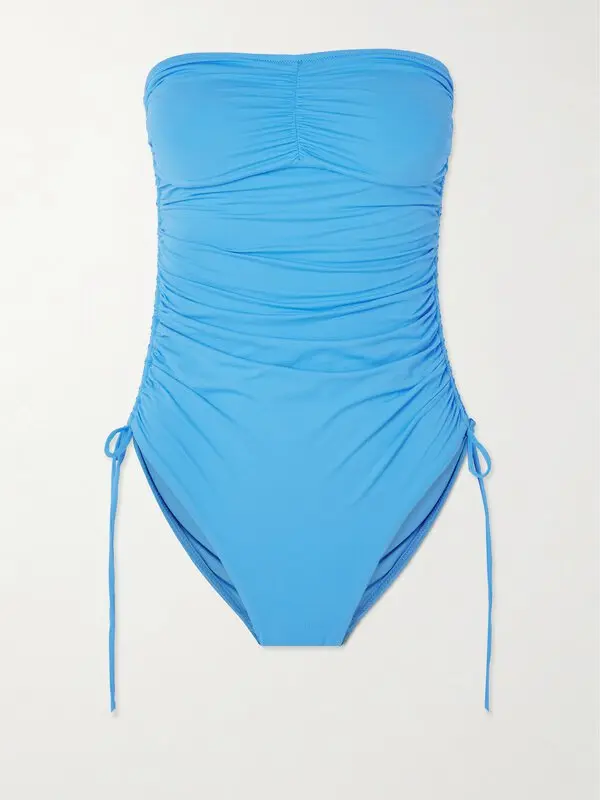 Melissa Odabash Sydney Strapless Ruched Swimsuit - Blue