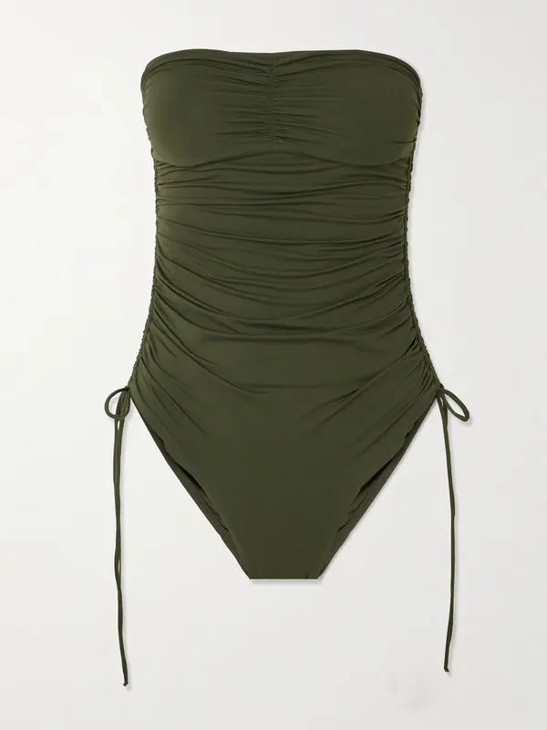 Melissa Odabash Sydney Strapless Ruched Swimsuit - Green