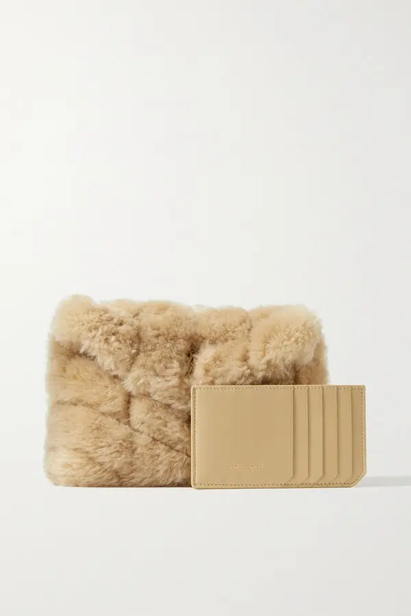 Saint Laurent Puffer Quilted Shearling Clutch