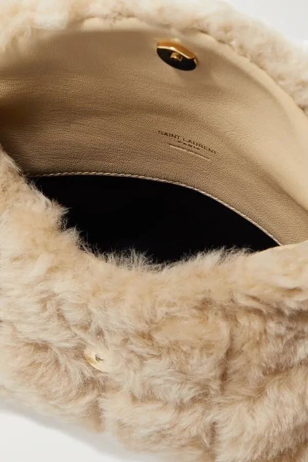 Saint Laurent Puffer Quilted Shearling Clutch