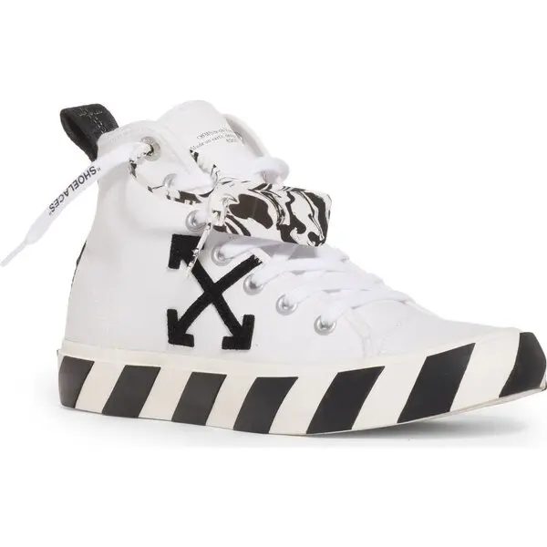 Off-White Canvas Mid-top Sneakers - White/black