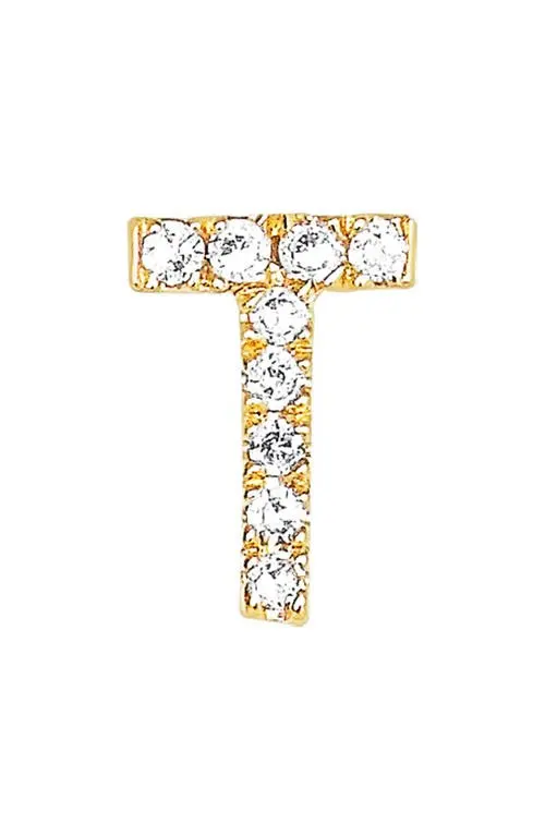 Ef Collection Diamond Initial Stud Earring - 14k Yellow Gold/t