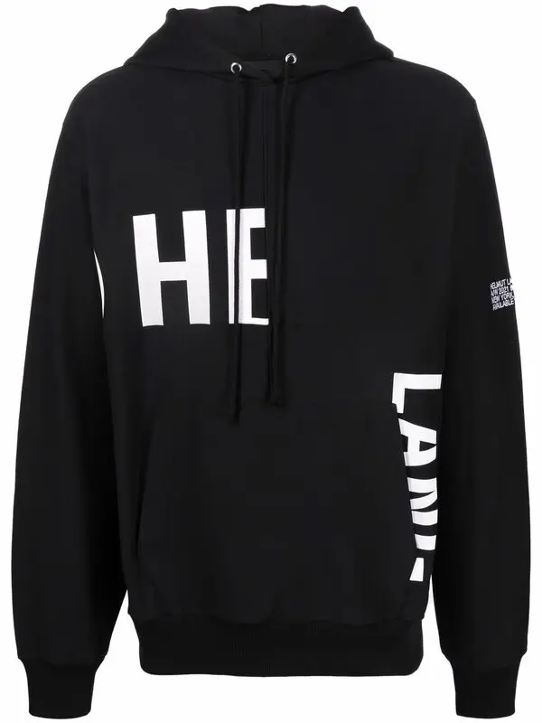Helmut Lang Logo-print Pullover Hoodie - Black
