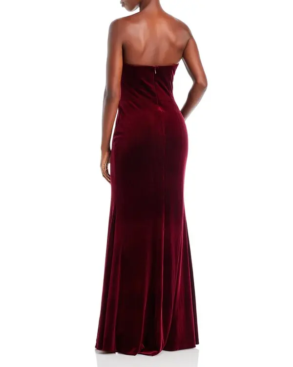 Aqua Strapless Velvet Gown