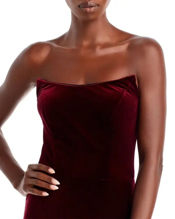 Buy Aqua Strapless Velvet Gown - Burgundy At 70% Off