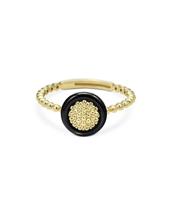 Lagos 18k Yellow Gold Caviar Ceramic Beaded Ring - Gold/black