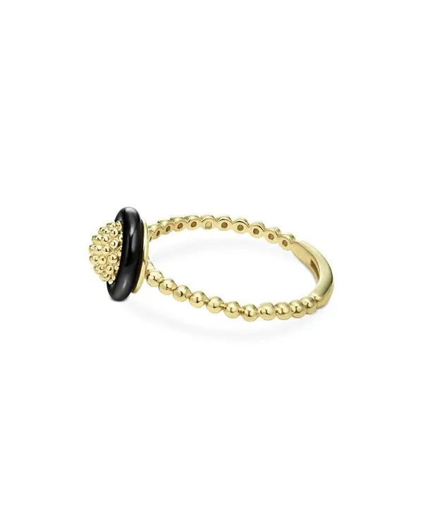 Lagos 18k Yellow Gold Caviar Ceramic Beaded Ring - Gold/black