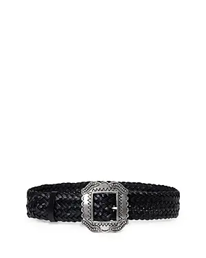 Ba&Sh Leather Braid Belt - Noir | Editorialist display picture 1