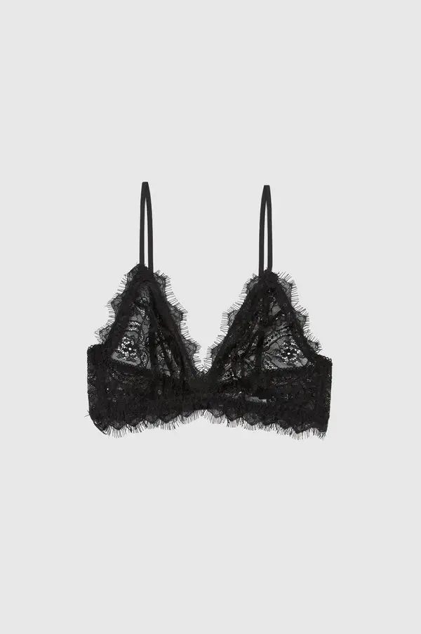 ANINE BING Lace Bra With Trim - Black