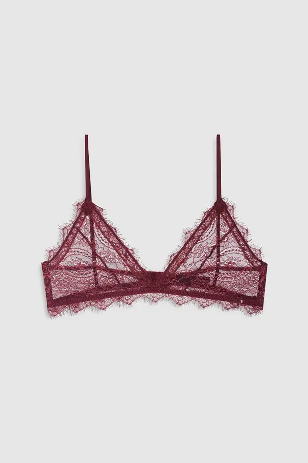 ANINE BING Lace Triangle Bralette - Burgundy