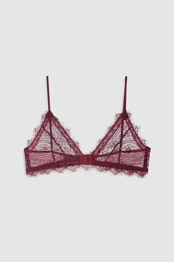 ANINE BING Lace Triangle Bralette - Burgundy