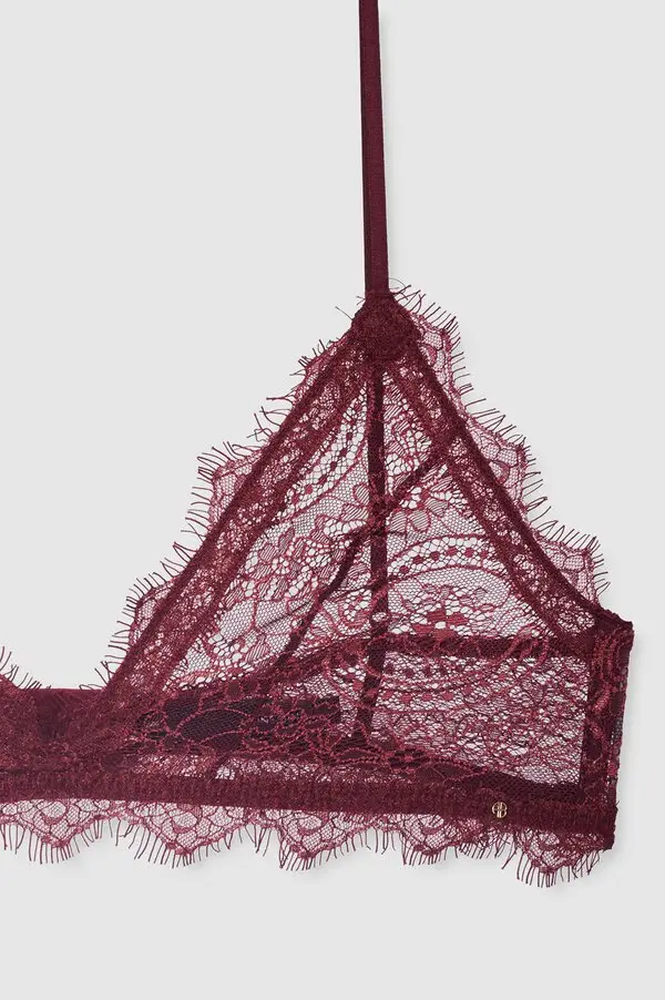 ANINE BING Lace Triangle Bralette - Burgundy