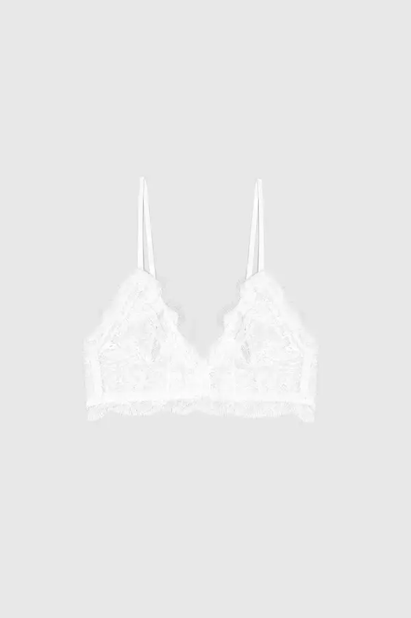 ANINE BING Lace Bra With Trim - Ivory
