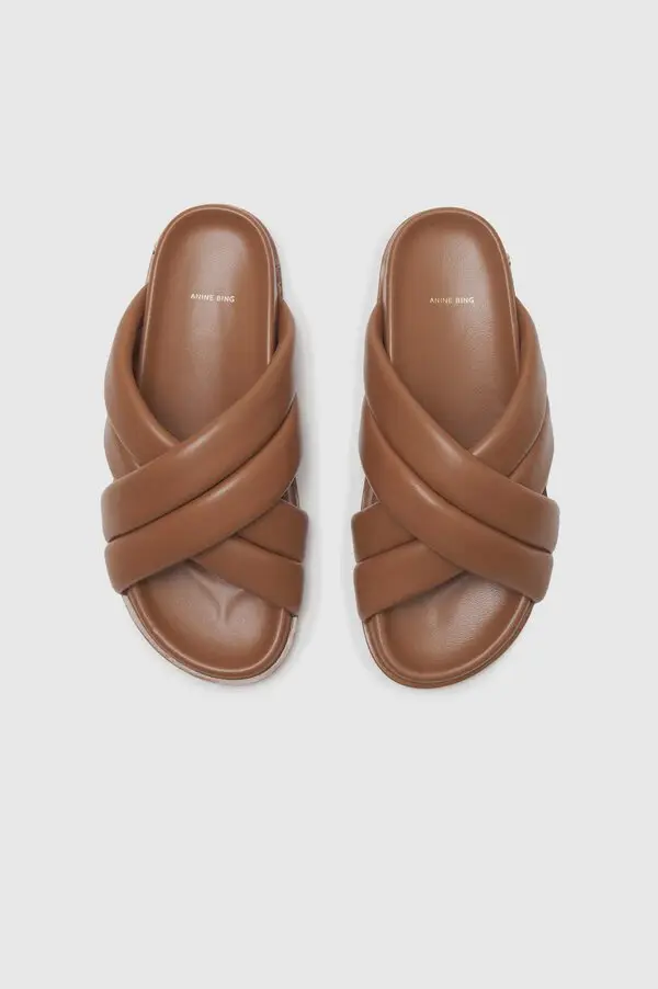 ANINE BING Lizzie Slides With Puffy Crossover Straps
