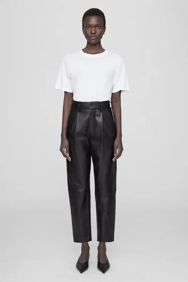 ANINE BING Becky Leather Trouser - Black