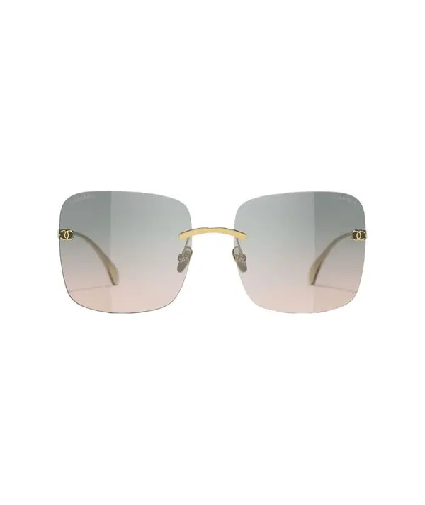 Chanel Square Frame Sunglasses - Light Gold