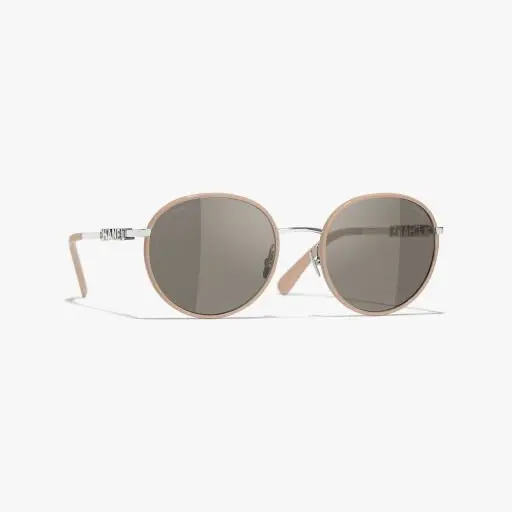 Chanel Pantos Sunglasses - Silver & Beige