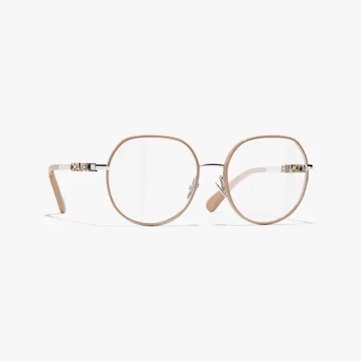 Chanel Pantos Eyeglasses - Silver & Beige