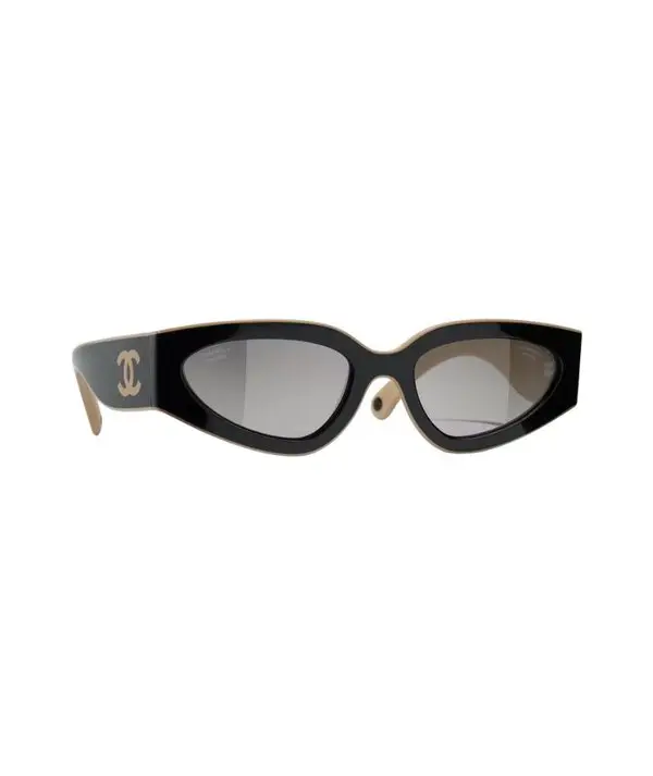 Chanel Cat Eye Sunglasses - Black & Beige