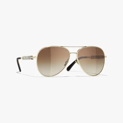 Chanel Pilot Sunglasses - Gold & Brown