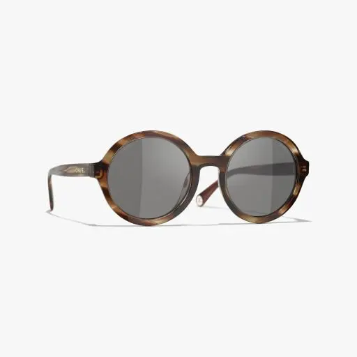 Chanel Round Sunglasses - Striped Brown
