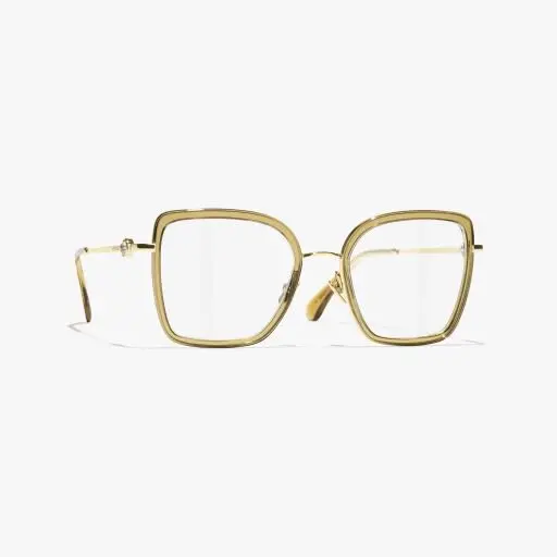 Chanel Butterfly Eyeglasses With Pearls - Light Gold