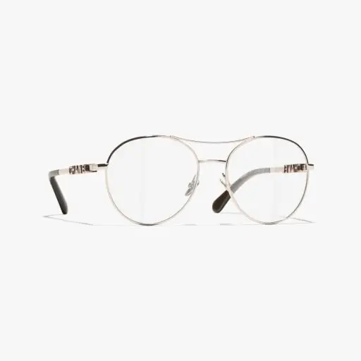 Chanel Pilot Eyeglasses - Beige, Pink & Gold