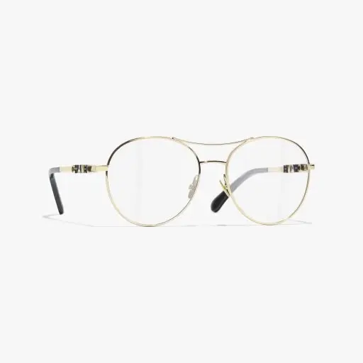 Chanel Pilot Eyeglasses - Light Gold