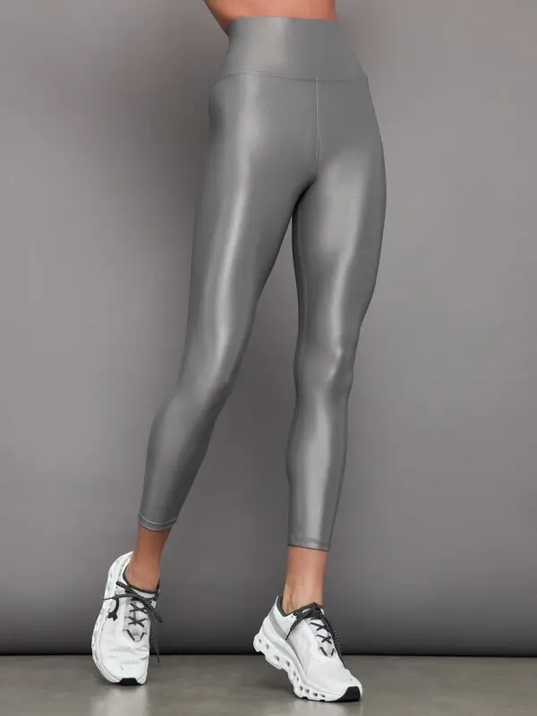 Carbon38 High Rise 7/8 Legging In Takara Shine - Steel Grey