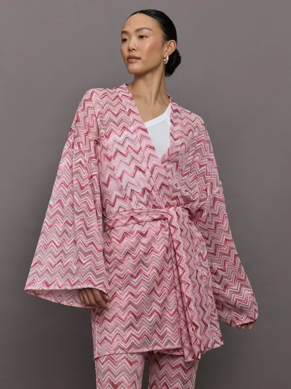 Missoni Long Cover Up - Pink/white Chevron