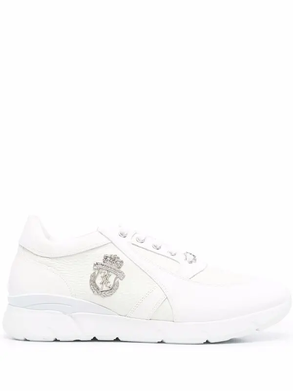BILLIONAIRE Logo-plaque Leather Sneakers - White
