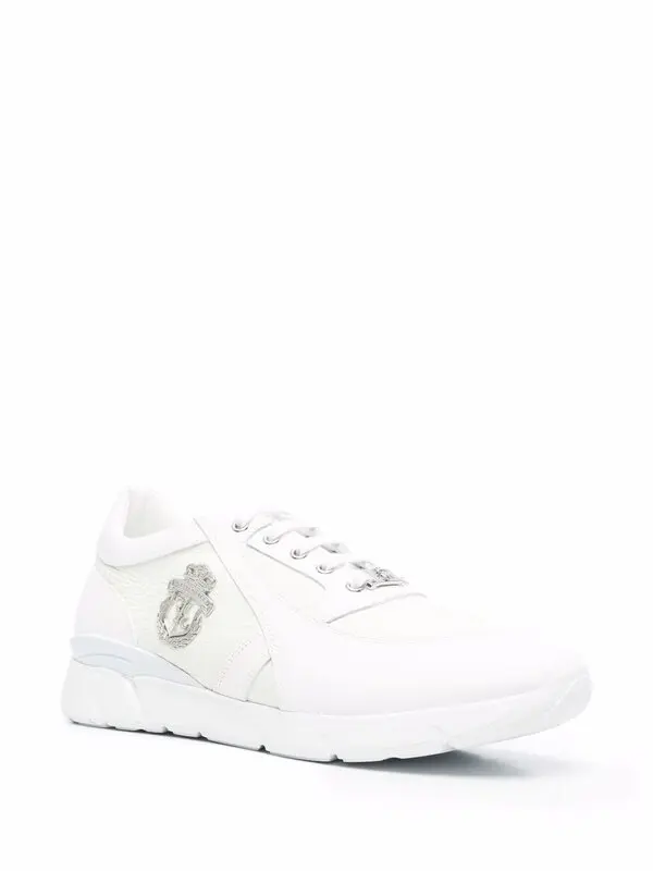 BILLIONAIRE Logo-plaque Leather Sneakers - White